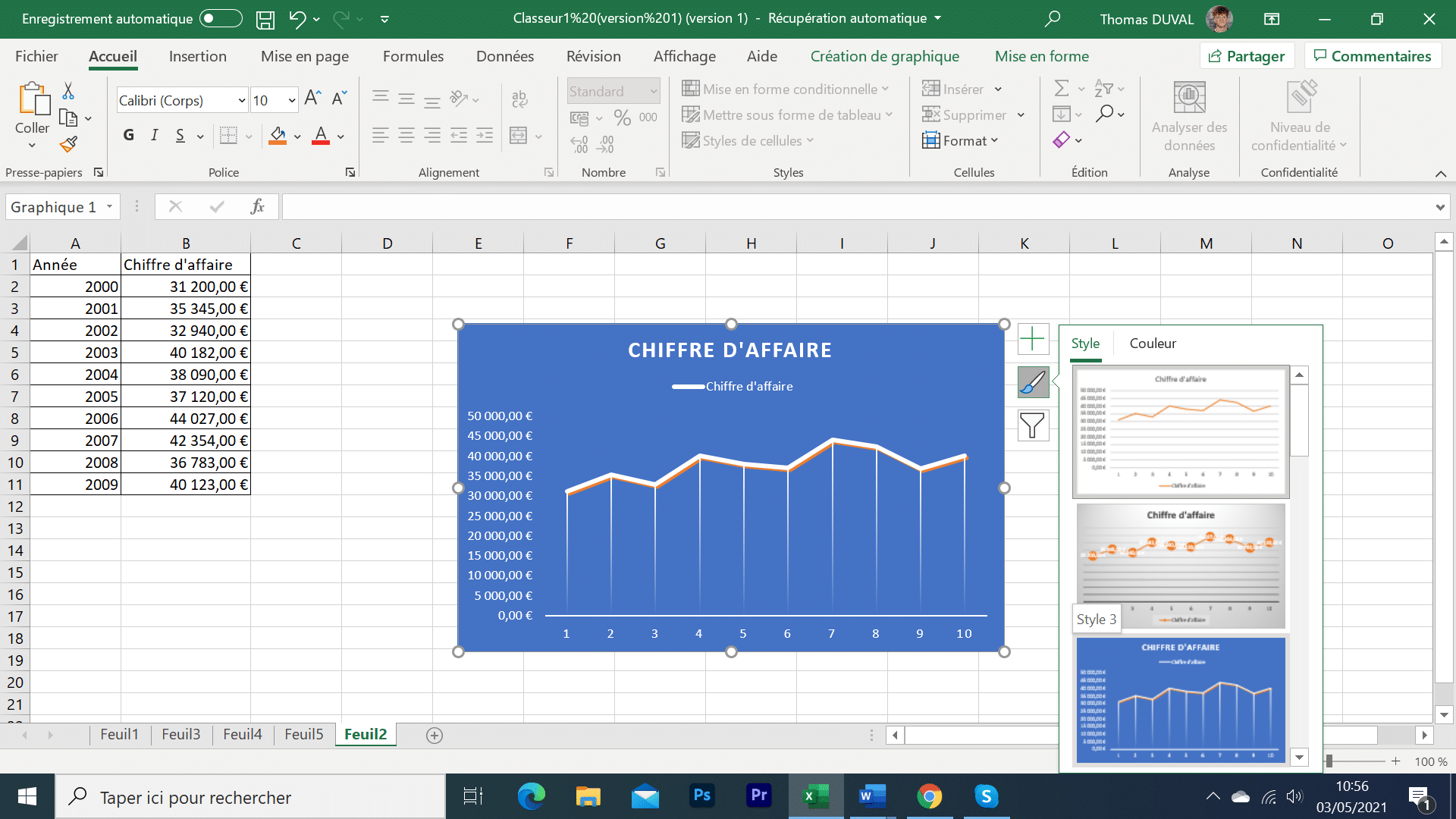 Créer un graphique avec Excel – Cours débutant